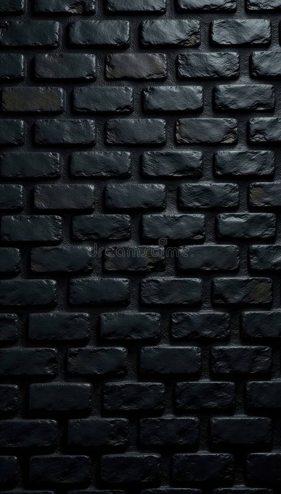 Deep Black Brick Wall, Repeating Pattern Seamless Dark Background ...