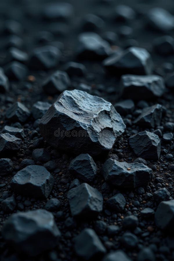 Deep Black Coal; Coarse, Uneven Surface High Resolution Background ...