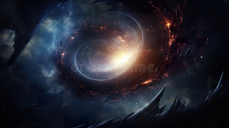 Deep Black Hole in Open Space, Glowing Light and Wormhole in Outer ...