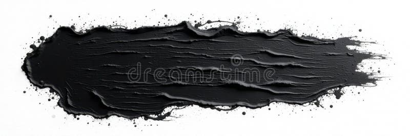 Deep Black Ink Blot, Uneven Rolled Texture on White, Rolled, Smear ...