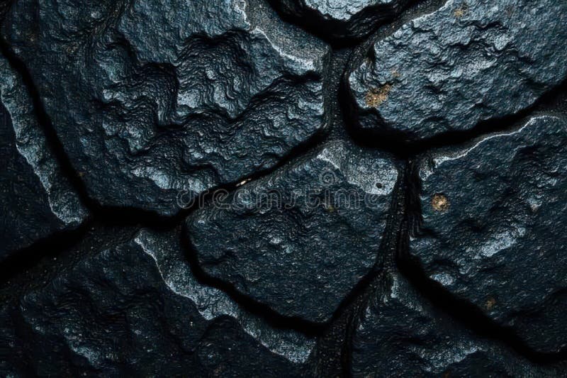 Deep Black, Rough Hewn Stone; Craggy, Uneven Surface , Texture ...