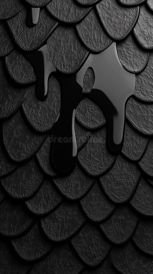 Deep Black Scales with Irregular Edges Display Liquid Dripping Down ...