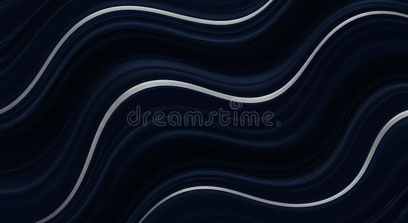 Deep Black and Silver Abstract Wave Background. Stock Illustration ...