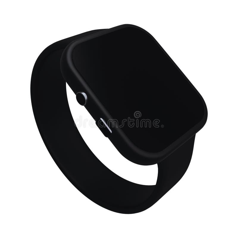 Deep Black Smartwatch 3d Icon Mockup Design Stock Illustration ...