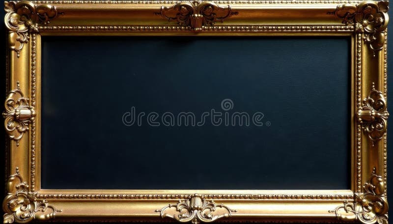 Deep Black Textured Mat, Ornate Gold Frame Detail, Black, Design Stock ...