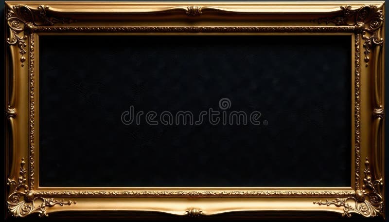 Deep Black Textured Mat, Ornate Gold Frame Detail, Scroll, Ornate ...
