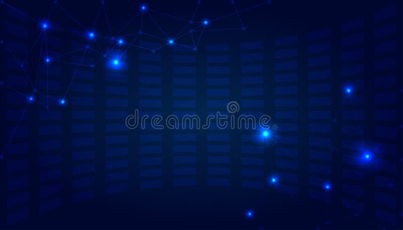 Deep Blue Abstract Background with Bright on Line and Dot Connectect in ...