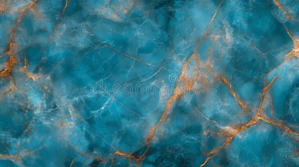A Deep Blue Abstract Canvas Featuring Golden Marble Lines and Spots ...