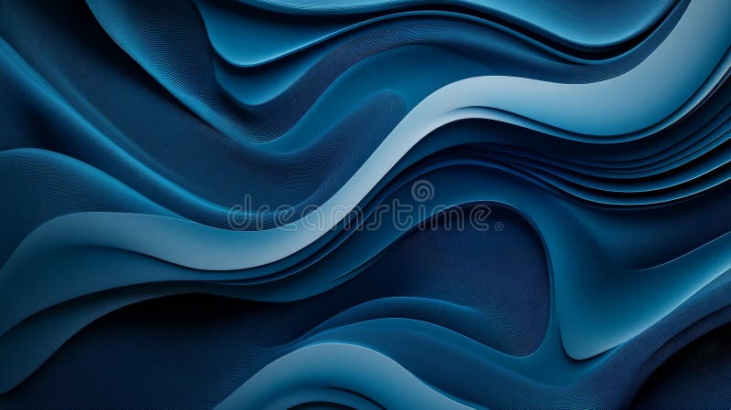 A Deep Blue Abstract Organic Pattern with Wave-like Shapes Flowing ...