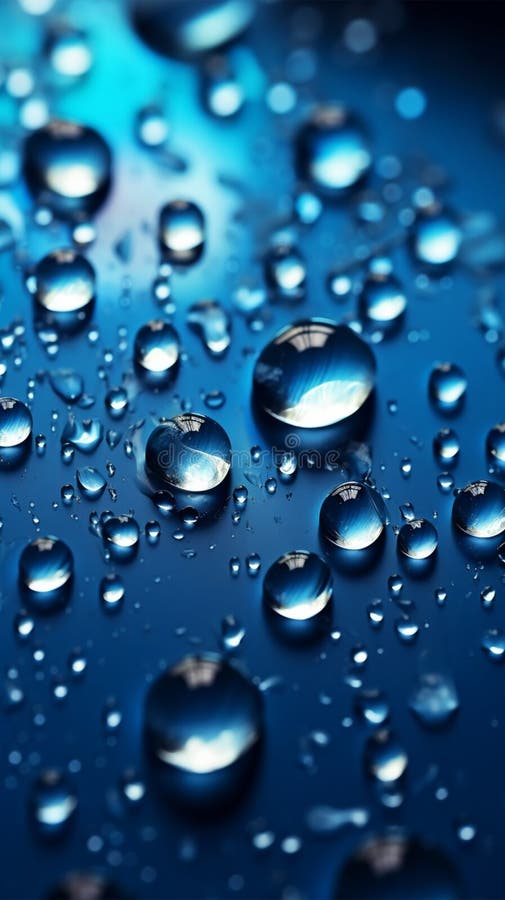 Deep Blue Backdrop Adorned with Shimmering Water Droplets and Gradients ...
