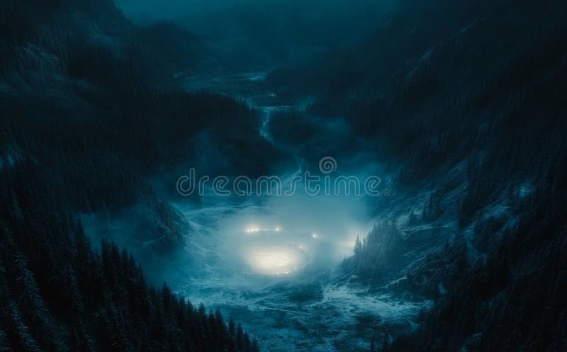 A Deep Blue Backdrop Featuring Radiant White Christmas Trees and Snow ...