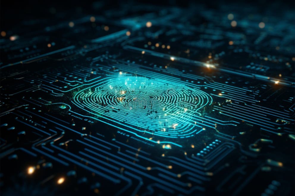 Deep Blue Backdrop Fingerprint Scan Ensures Secure Access with Binary ...