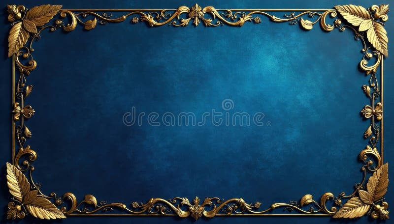 Deep Blue Backdrop, Intricate Gold Leaf Details, Complex, Deep Stock ...