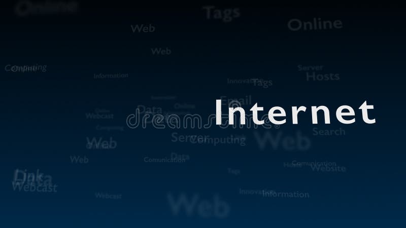 Deep Blue Background with Different Words, Which Deal with Internet ...