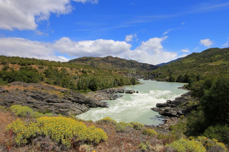 Deep Blue Baker River, Carretera Austral, Chile Stock Image - Image of ...