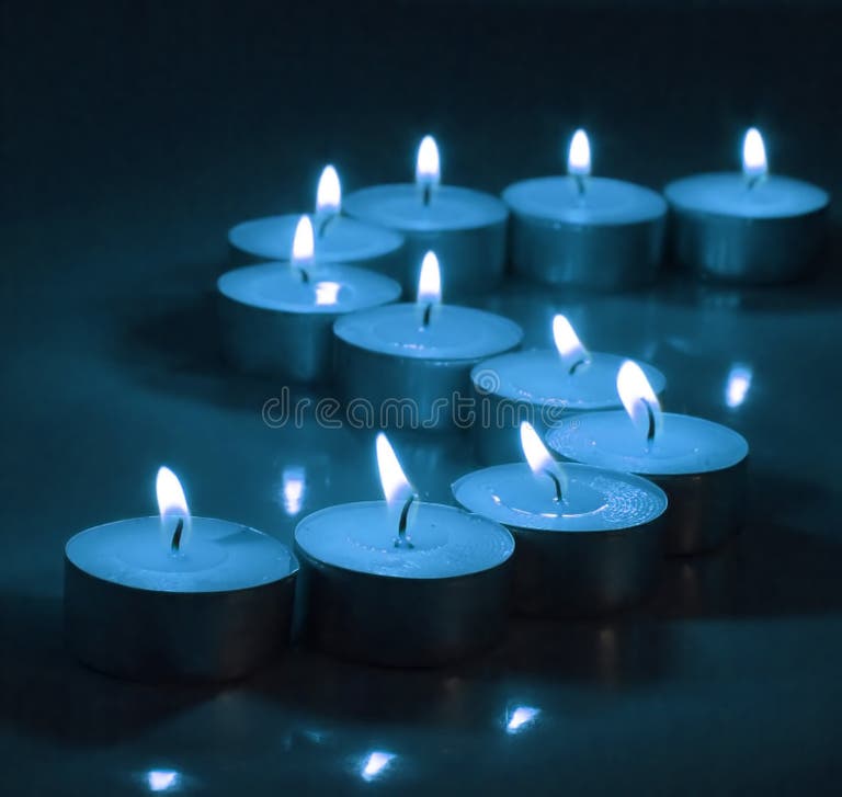 Deep Blue Candlelight Tea Lights Stock Image - Image of bowl, buddhism ...