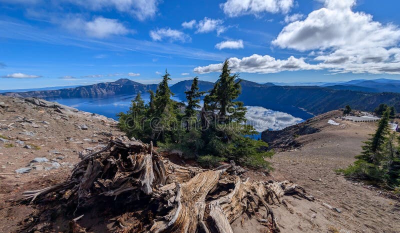 Deep Blue Crater Lake Scenes on Sunny Day in October Stock Photo ...