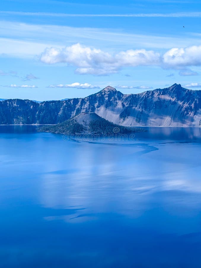 Deep Blue Crater Lake Scenes on Sunny Day in October Stock Image ...