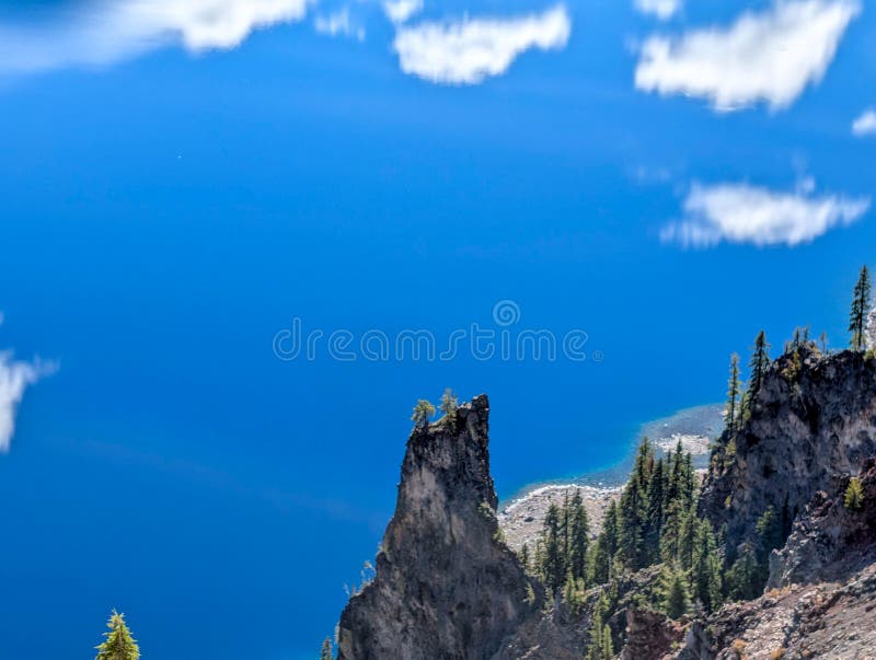 Deep Blue Crater Lake Scenes on Sunny Day in October Stock Image ...