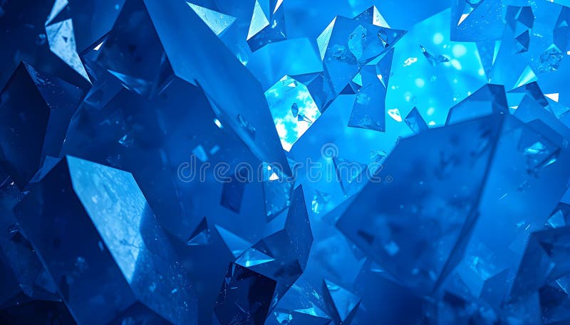 Deep Blue Crystal Cluster Abstract with Geometric Precision Stock ...