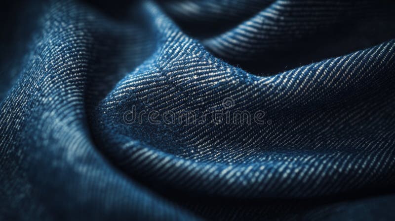 Deep Blue Denim Fabric Texture Close Up Stock Illustration ...