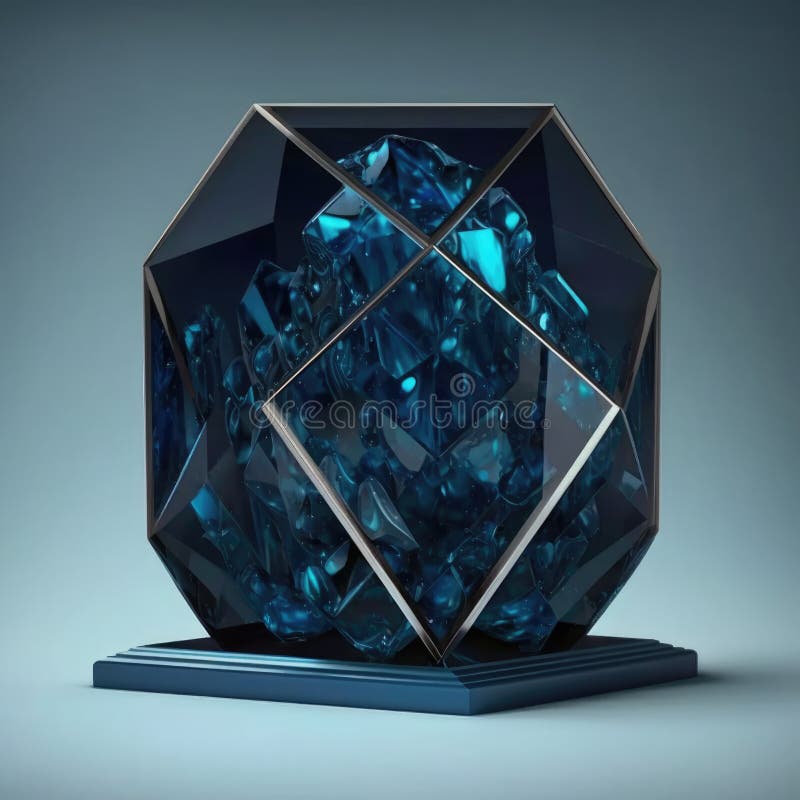 Deep Blue Diamond with Abstract Patterns Created from Quartz Podium ...