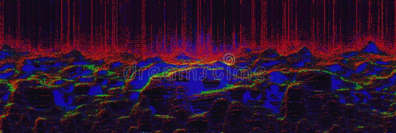 Deep Blue Digital Waves with Hot Red Undercurrents, Giving a Feeling of ...