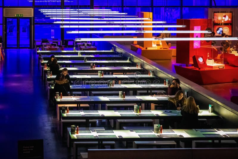 Deep Blue Dining Area at Science Museum in London Editorial Photography ...