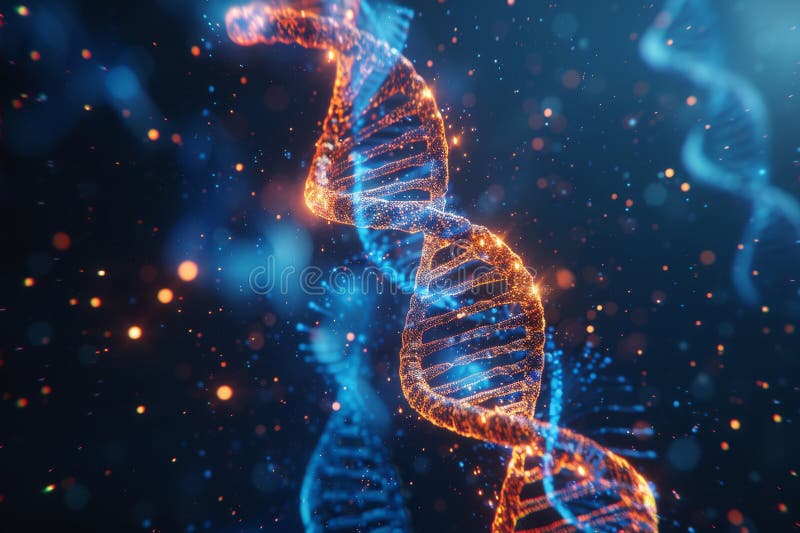 Deep Blue DNA Helix Sparkling with Celestial Stardust, Showcasing the ...