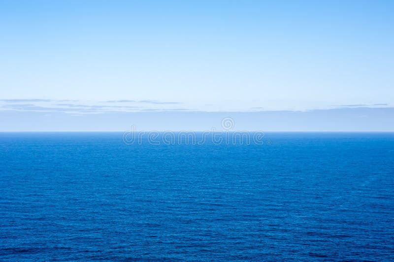 Deep Blue Empty Ocean Seascape with Clouds on Horizon Stock Image ...