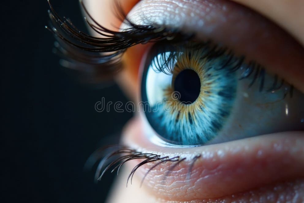 Deep Blue Eye, Sharp Focus on Central Black Pupil , High Resolution ...