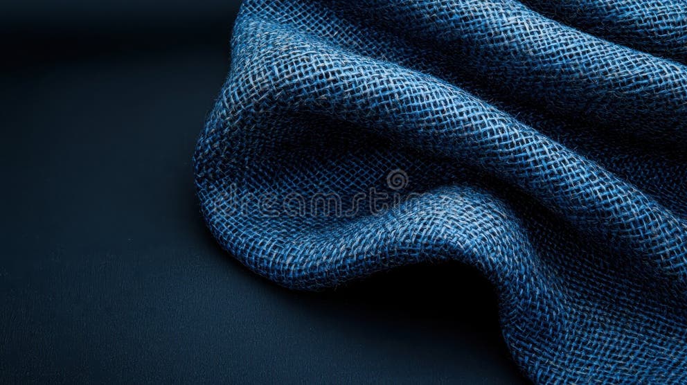 Deep Blue Fabric Draped on Black, an Abstract Textured Background Image ...