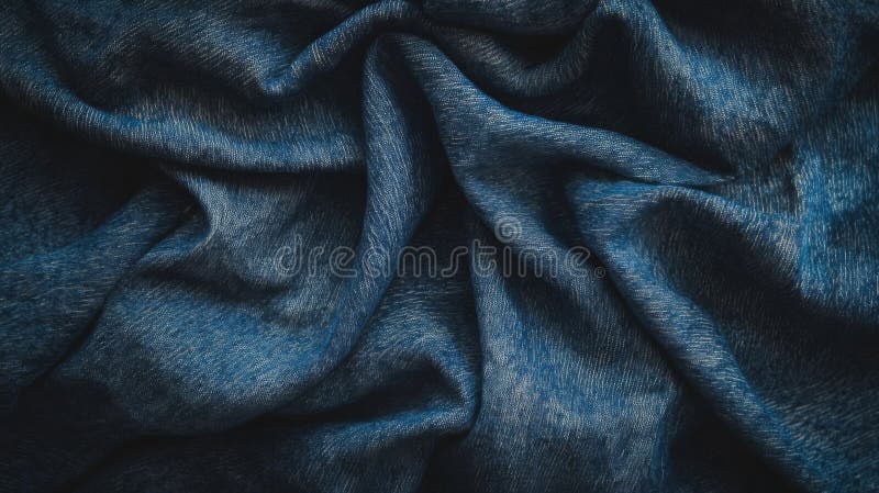 Deep Blue Fabric Draped in Soft Folds Stock Illustration - Illustration ...