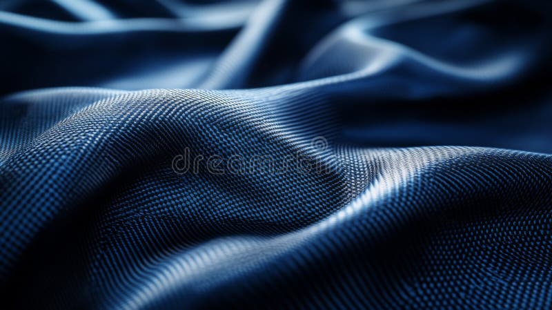 Deep Blue Fabric Draped in Soft Waves Stock Illustration - Illustration ...
