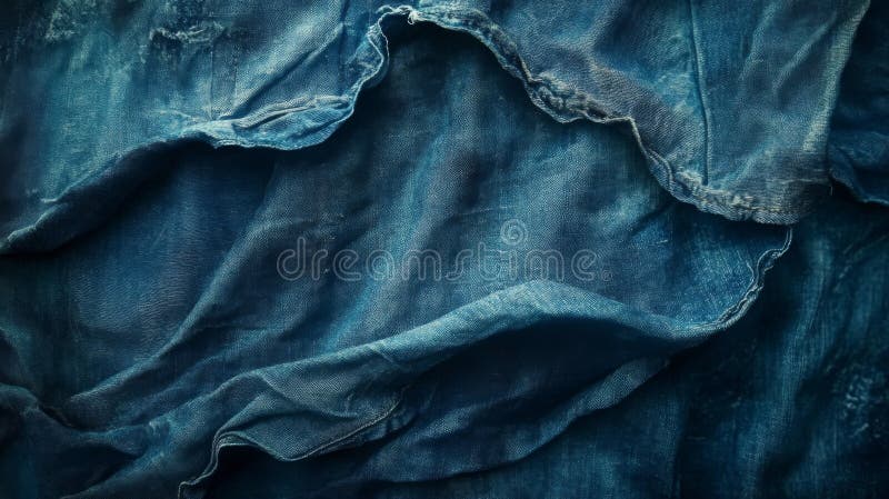 Deep Blue Fabric Draped in Soft Waves Stock Illustration - Illustration ...