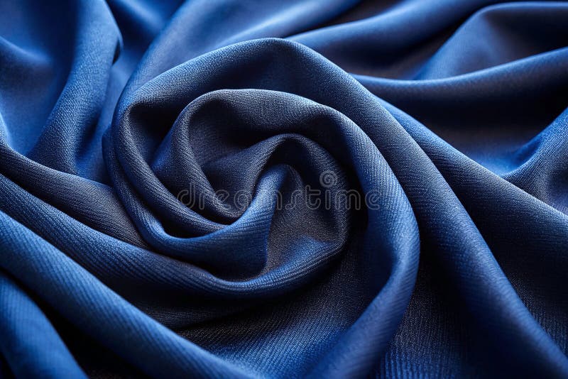 Deep Blue Fabric Folds, Studio Shot Stock Illustration - Illustration ...
