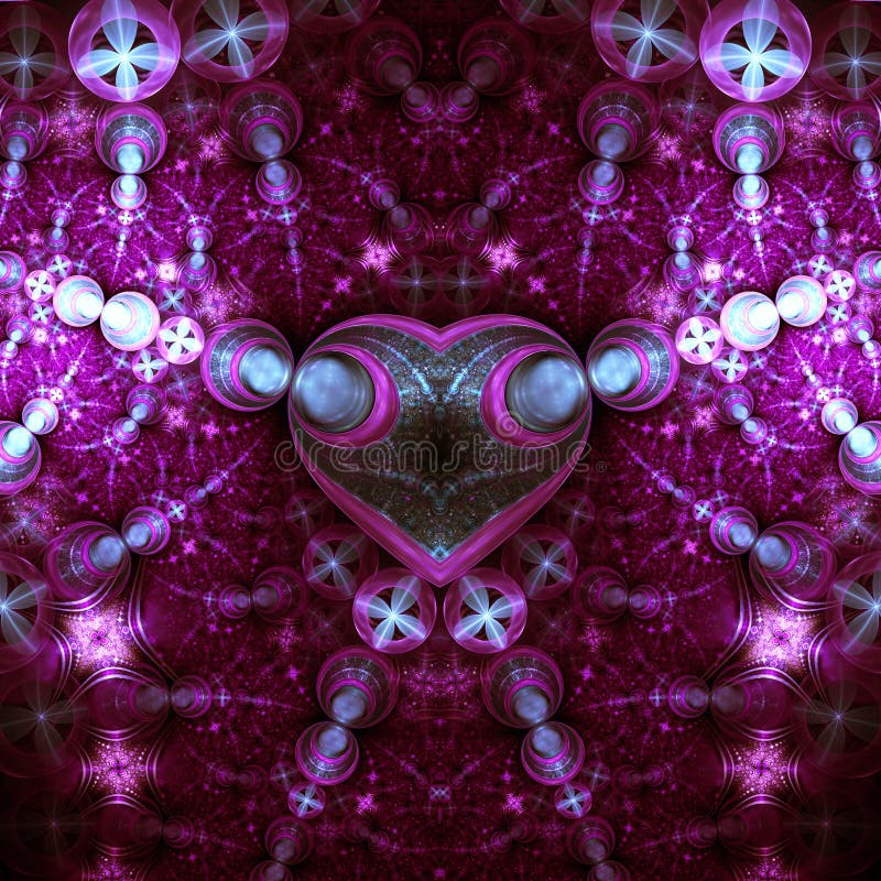 Deep blue fractal heart stock illustration. Illustration of abstract ...