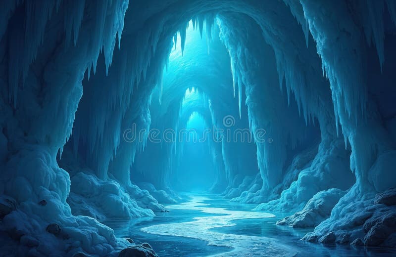 Deep Blue Frozen Crystal Cave System Stock Illustrations – 9 Deep Blue ...