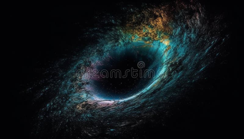 Deep Blue Galaxy Orbits Star Filled Constellation in Abstract Space ...
