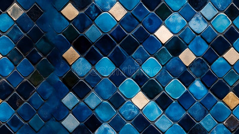 Deep Blue Geometric Mosaic with Shimmering Textures Creating a Vibrant ...