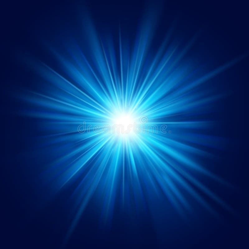 Blue Glow Star Burst Flare Explosion Light Effect. Isolated on ...