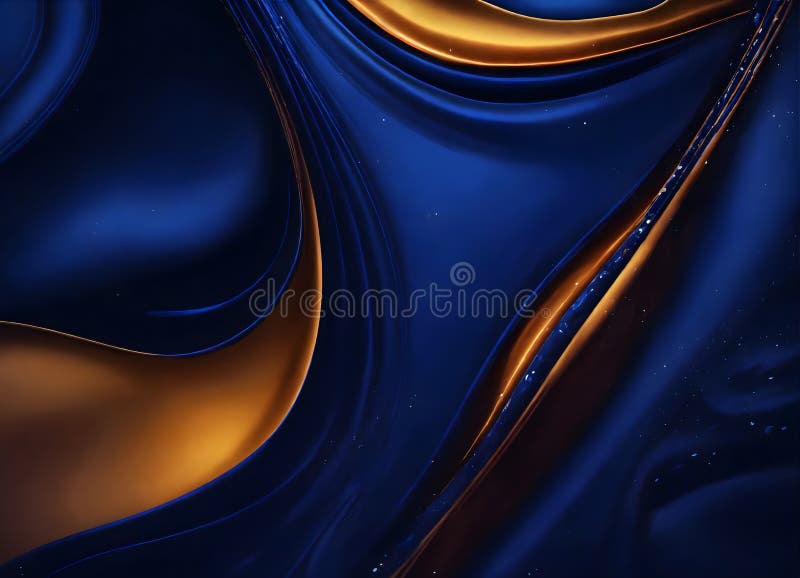 A Deep Blue and Gold Background with Flowing Lines and a Starry Trail ...