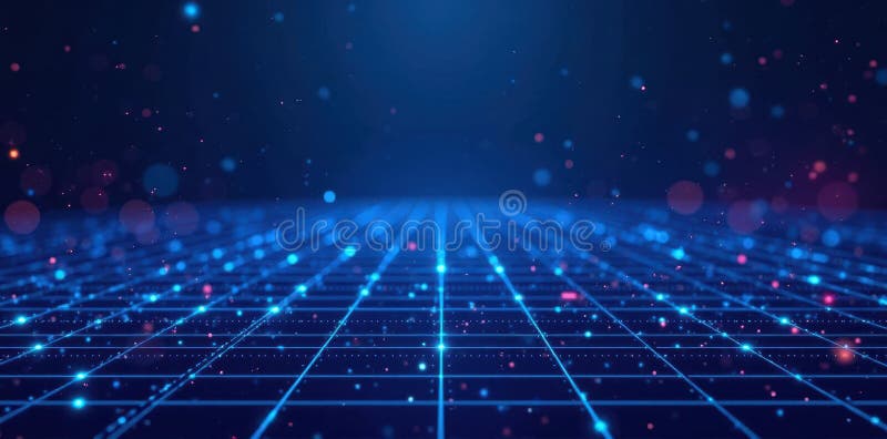 Deep Blue Grid, Vibrant Square Dot Pattern High Tech, Futuristic ...