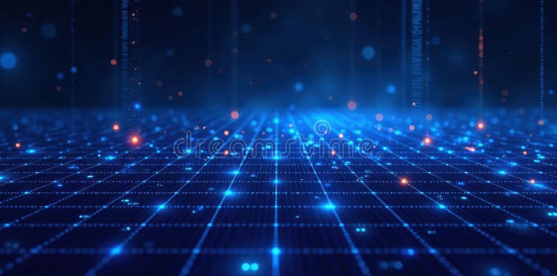 Deep Blue Grid Vibrant Square & Dot Pattern High-tech Futuristic ...