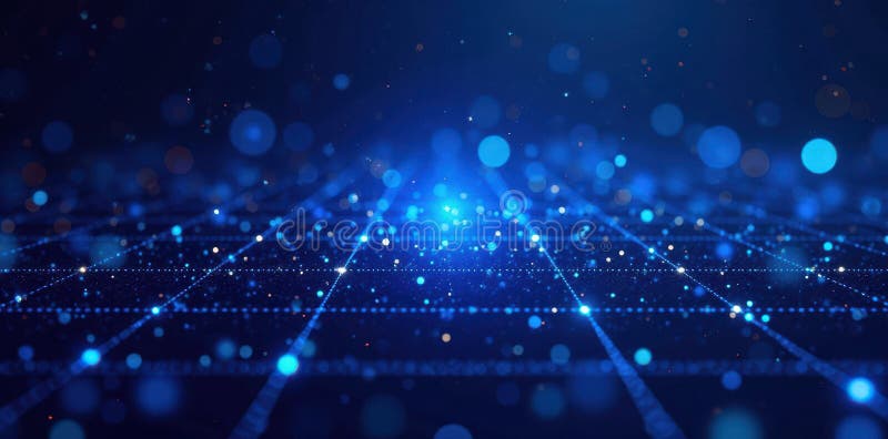 Deep Blue Grid, Vibrant Square Dot Pattern High Tech, Futuristic ...