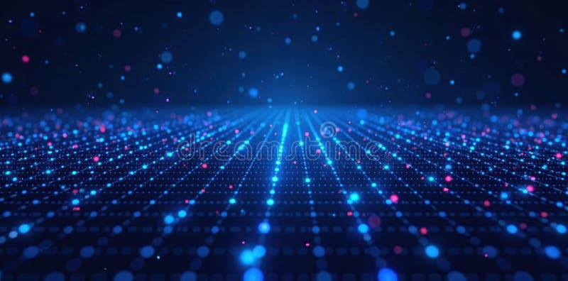 Deep Blue Grid, Vibrant Square Dot Pattern High Tech, Futuristic ...