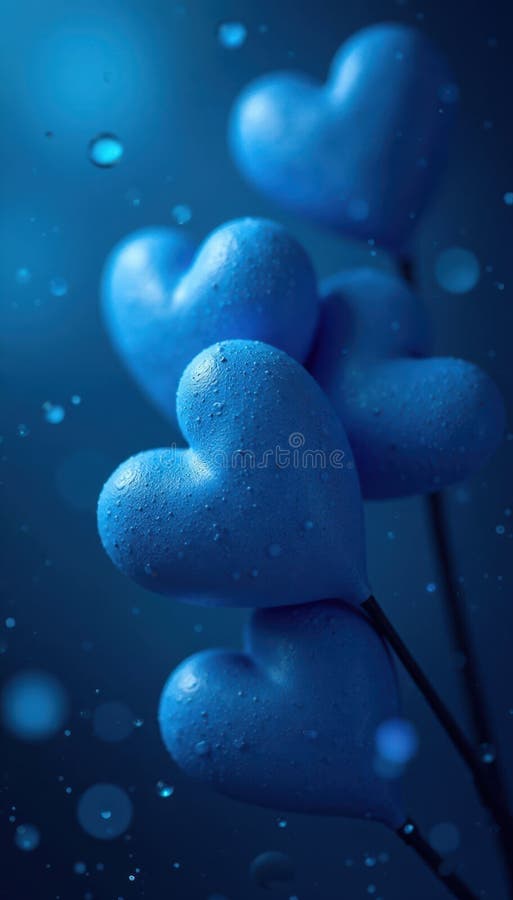 Deep Blue Hearts, Vibrant Texture, Romantic Backdrop, Saturated ...