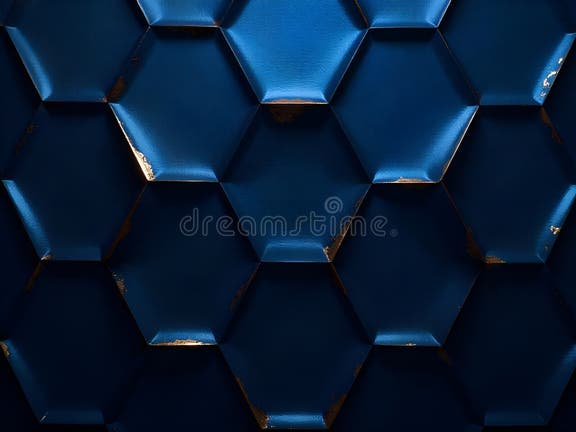 Deep Blue Hexagonal Pattern with Raised, Three-dimensional Tiles Stock ...