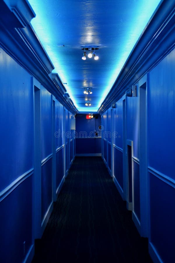 Blue Hotel Corridor stock photo. Image of roomblue, corridor - 188316142