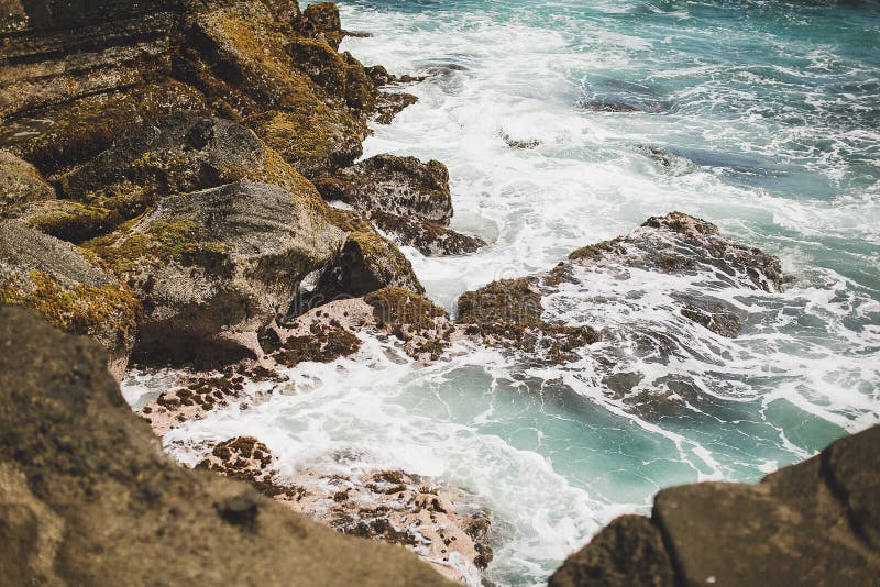 Deep Blue Indian Ocean and Stone Bali Stock Photo - Image of beatiful ...